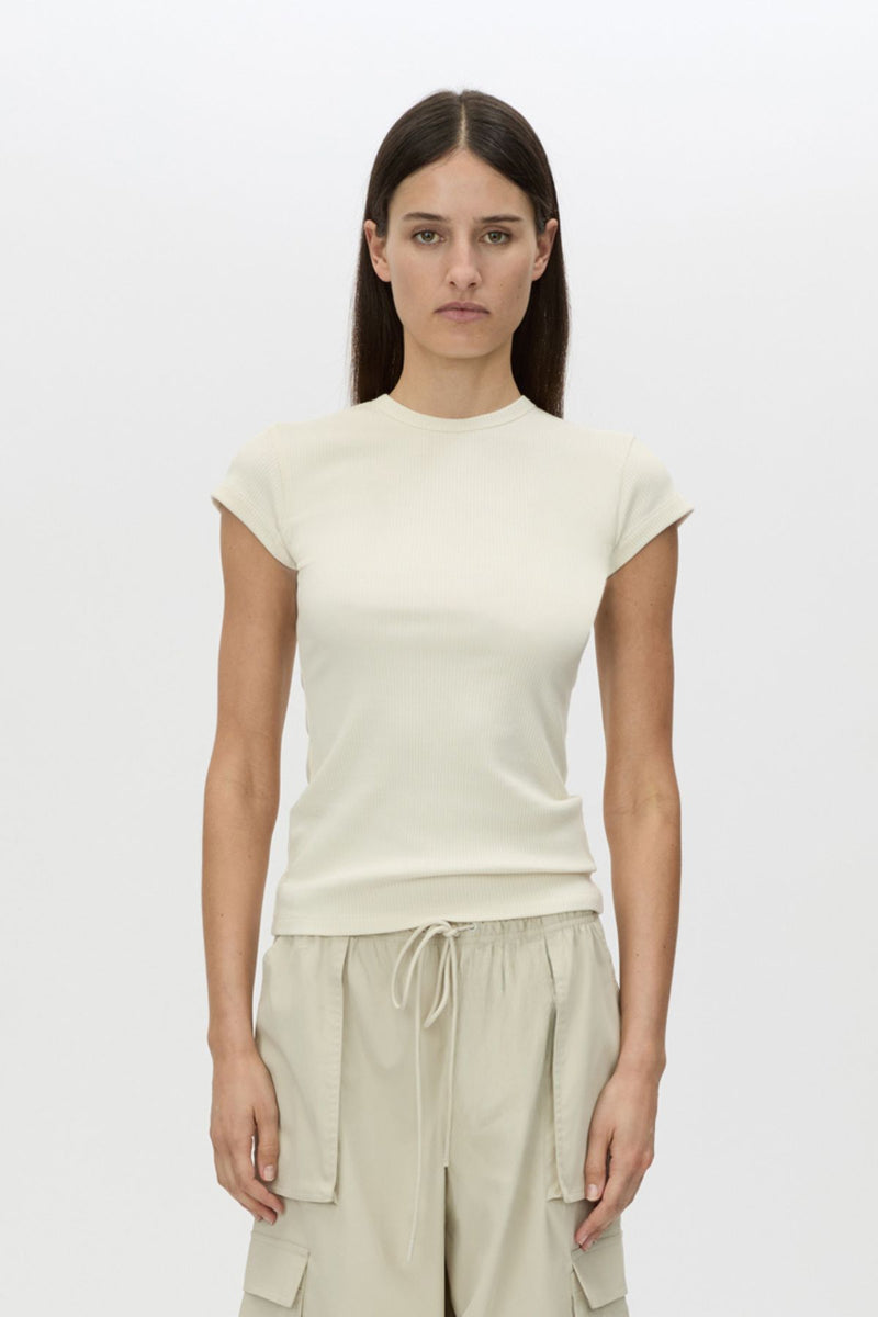 Nora Flatlock Logo Tee in Vanilla Cream - CAMILLA AND MARC® C&M