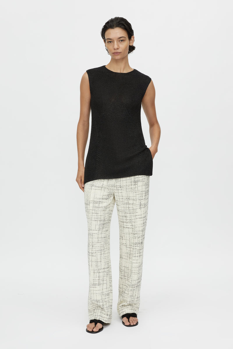 Corvina Wide-Leg Pant in Cream Cross Hatch - CAMILLA AND MARCÆ C&M