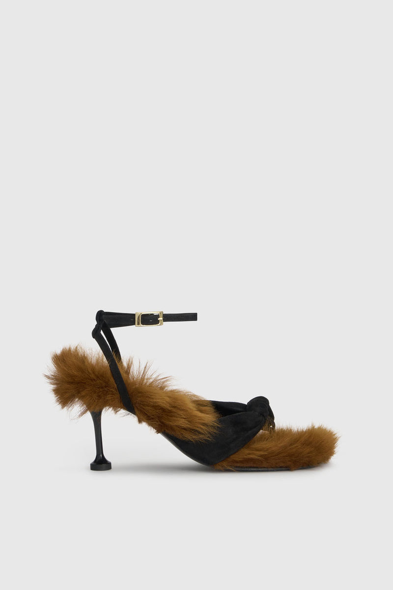 Daria Heeled Fur Sandal in Chocolate Brown Fur - CAMILLA AND MARC® C&M