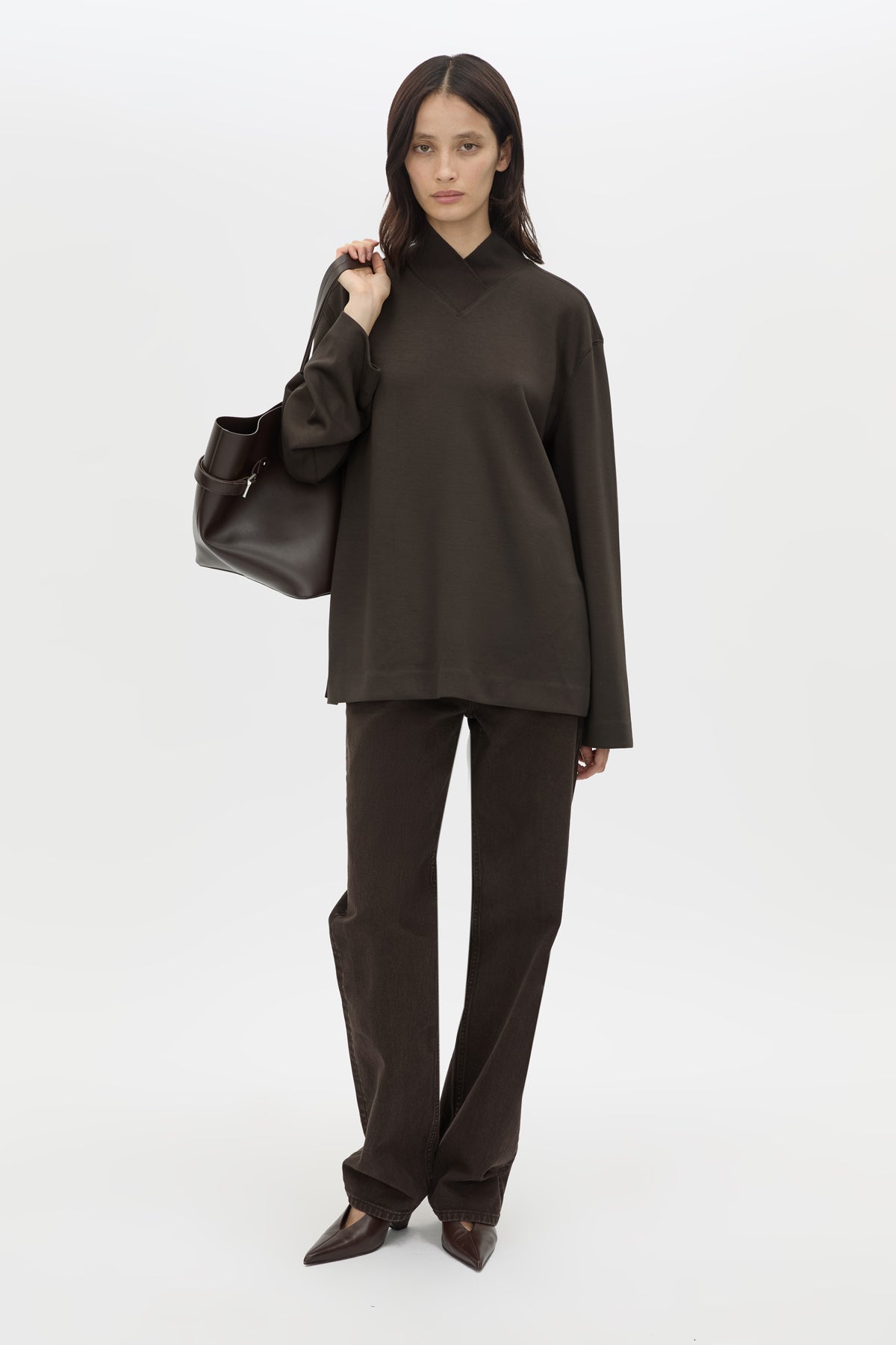 Bessette Long Sleeve Top in Espresso Brown - CAMILLA AND MARC® C&M