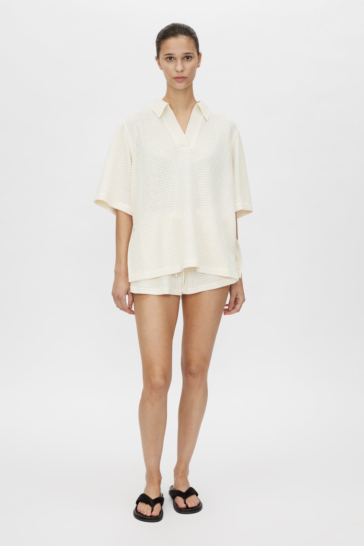 Turrell Collared Tee in Ivory White - CAMILLA AND MARC® C&M